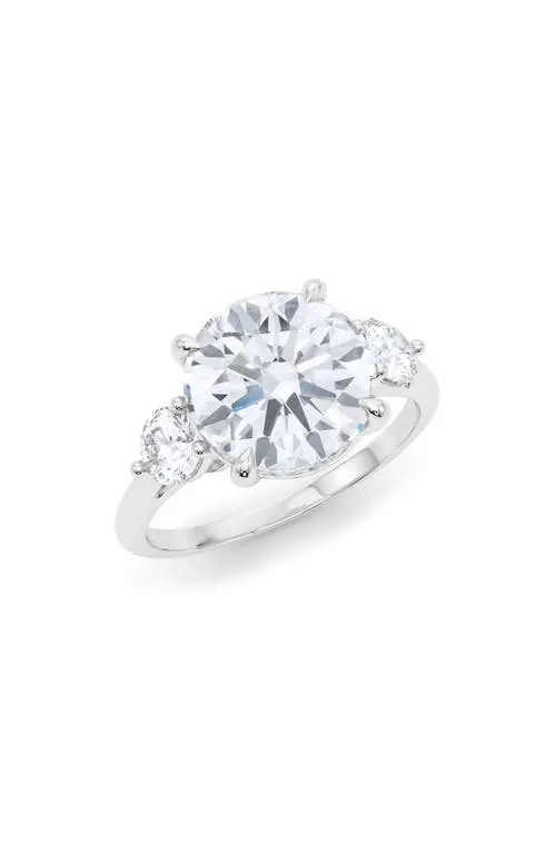 HAUTECARAT Three Stone Round Cut Lab Grown Diamond Ring - 18k White Gold
