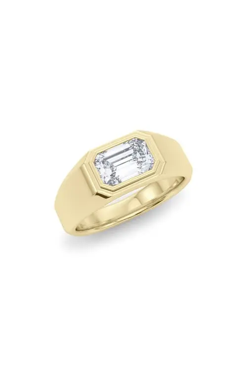 HAUTECARAT Emerald-cut Lab Grown Diamond Signet Ring - 18k Yellow Gold