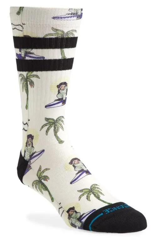 Stance Surfin' Monkey Crew Socks - White