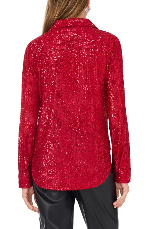 Vince Camuto Sequin Shirt - Ultra Red