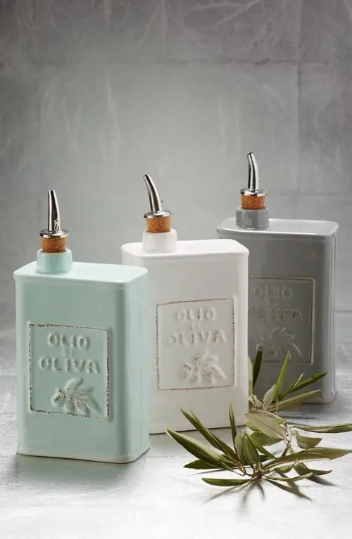 VIETRI Lastra Stoneware Olive Oil Container - Aqua