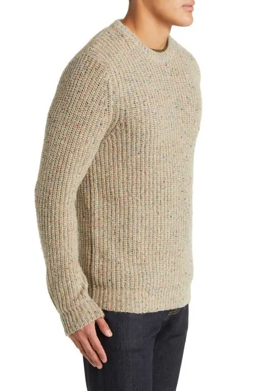 SCHOTT Donegal Wool-blend Crewneck Sweater - Tan