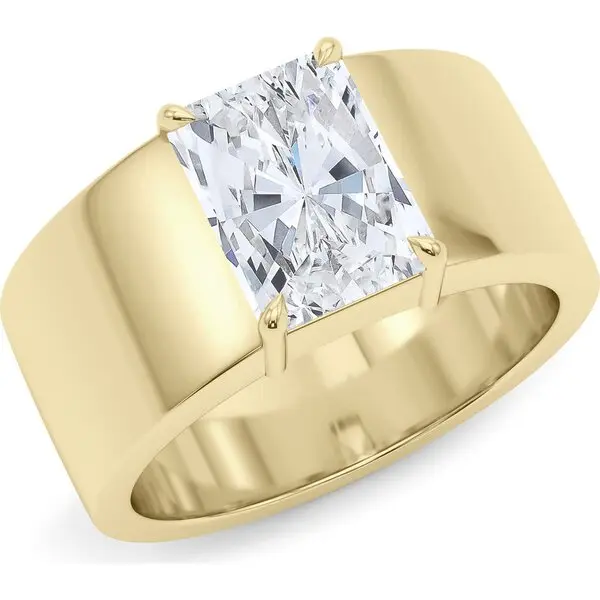 HAUTECARAT Radiant Cut Lab-created Diamond Ring - 2.00ctw 18k Yellow Gold