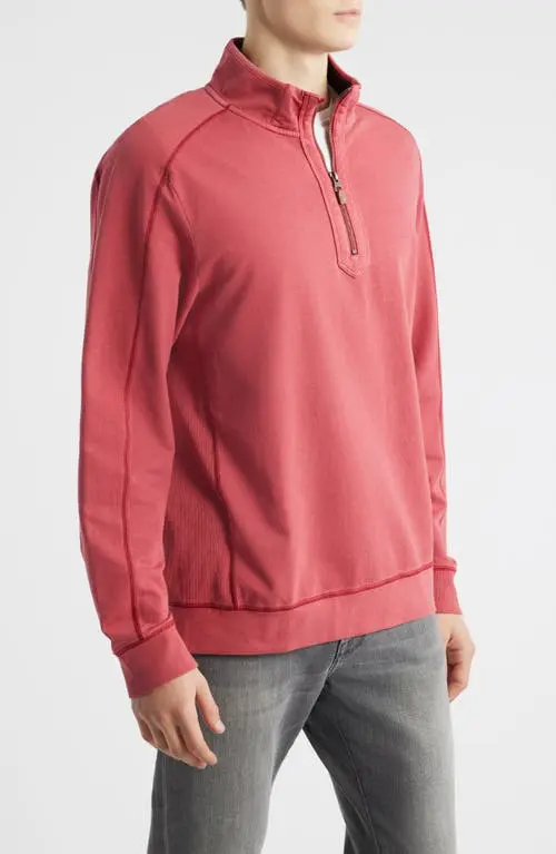 Tommy Bahama Ben & Terry Half Zip Sweatshirt - Deep Havana