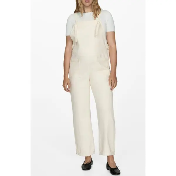 Mango Denim Maternity Overalls - Off White