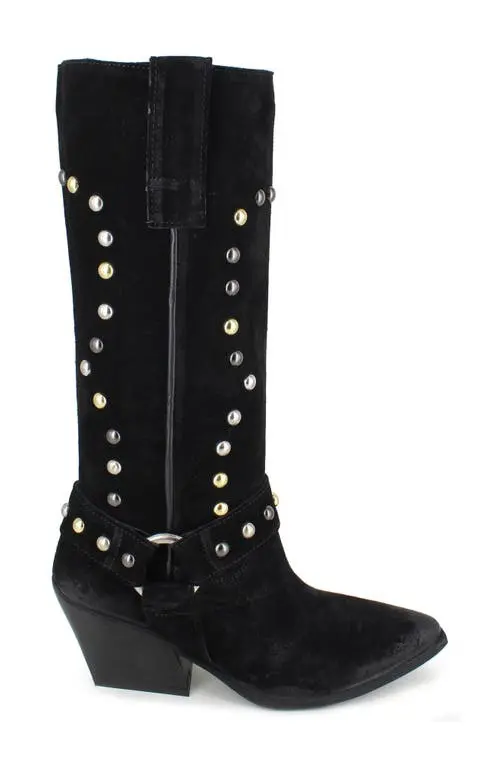 ZIGINY Giana Studded Western Boots - Black