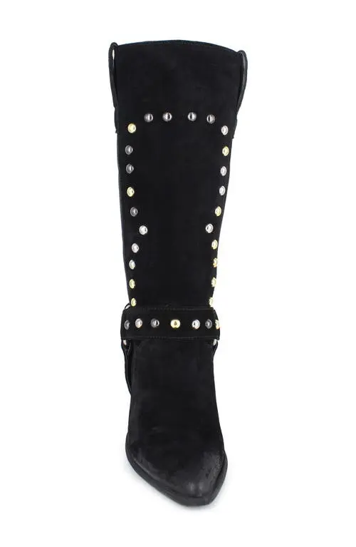 ZIGINY Giana Studded Western Boots - Black