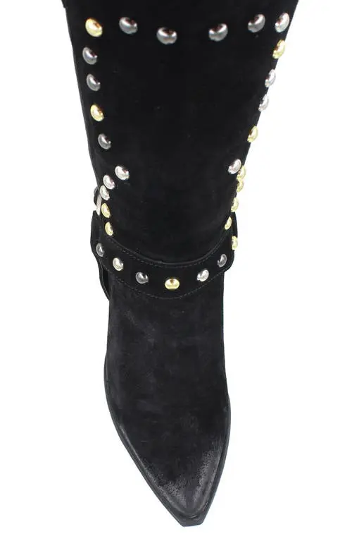 ZIGINY Giana Studded Western Boots - Black