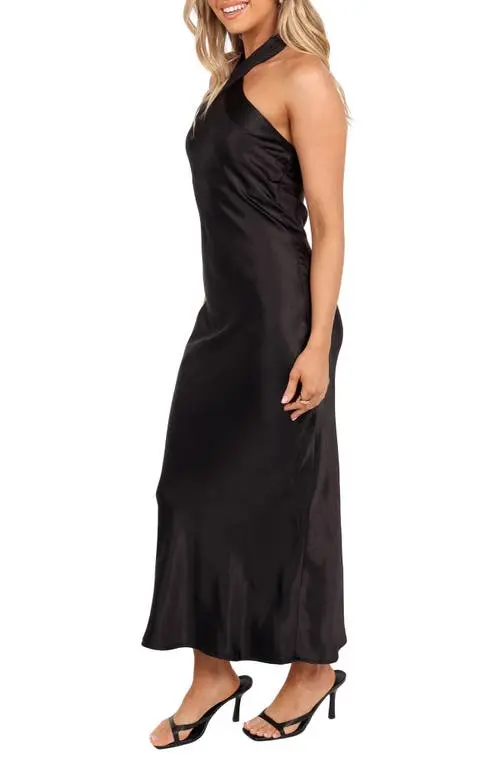 PETAL & PUP Grasie Halter Satin Maxi Dress