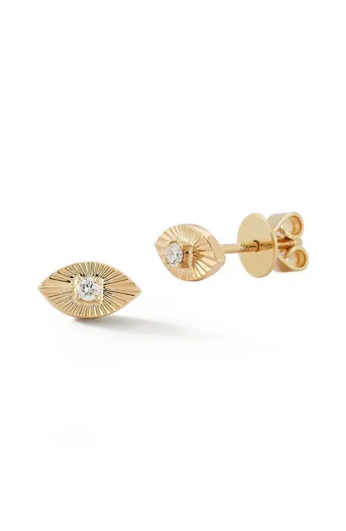 DANA REBECCA DESIGNS Fluted Diamond Evil Eye Stud Earrings - Yellow Gold