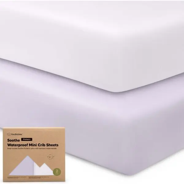 KEABABIES 2-pack Soothe Protect+ Waterproof Mini Crib Sheets - Lilac