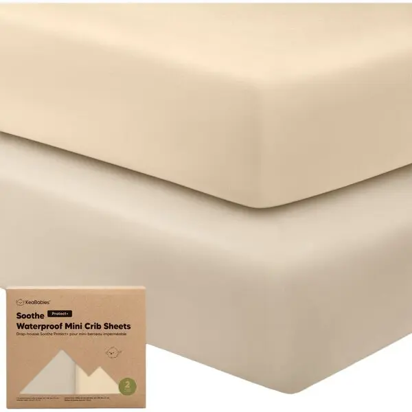 KEABABIES 2-pack Soothe Protect+ Waterproof Mini Crib Sheets - Macadamia