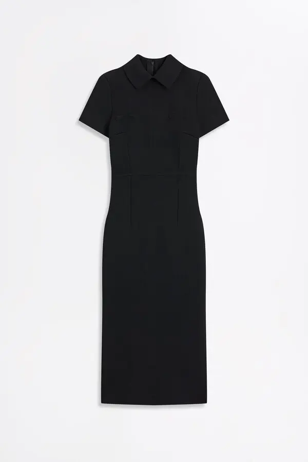 Scanlan Theodore Crepe Knit Collar Dress - Black