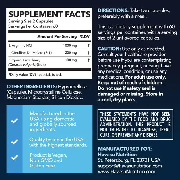 HAVASU NUTRITION L-arginine Capsules For Stamina
