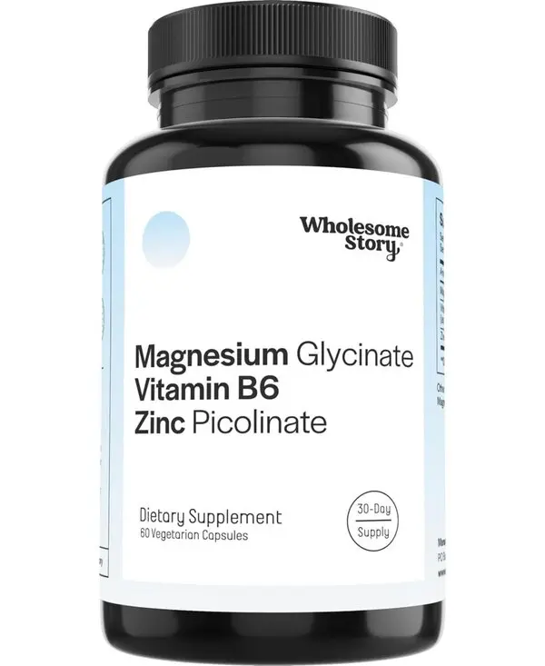 WHOLESOME STORY 3-in-1 Zinc Picolinate Magnesium Glycinate Supplements With Vitamin B6 | Magnesium And Zinc Vitamin | Reproductive & Fertility Health - No Color