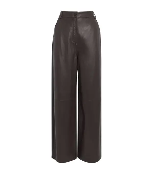 YVES SALOMON Lambskin Wide-leg Trousers - Beige