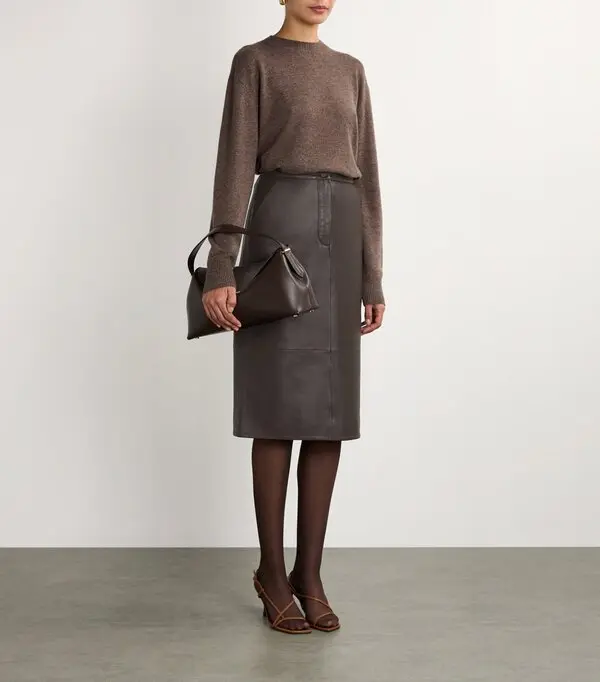 YVES SALOMON Nappa Leather Midi Skirt