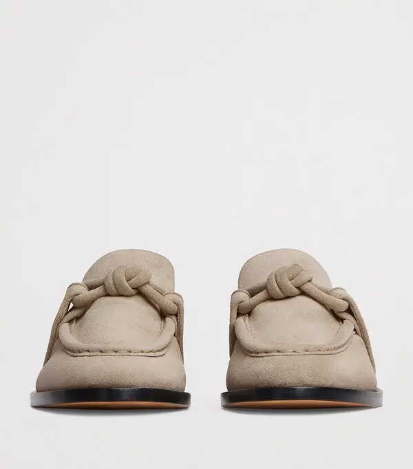 Bottega Veneta Alstaire Calfskin Loafers With Knot Detail - Neutral
