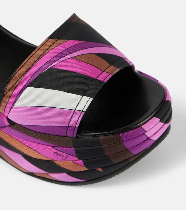Emilio Pucci Satin Platform Sandals With Ankle Strap