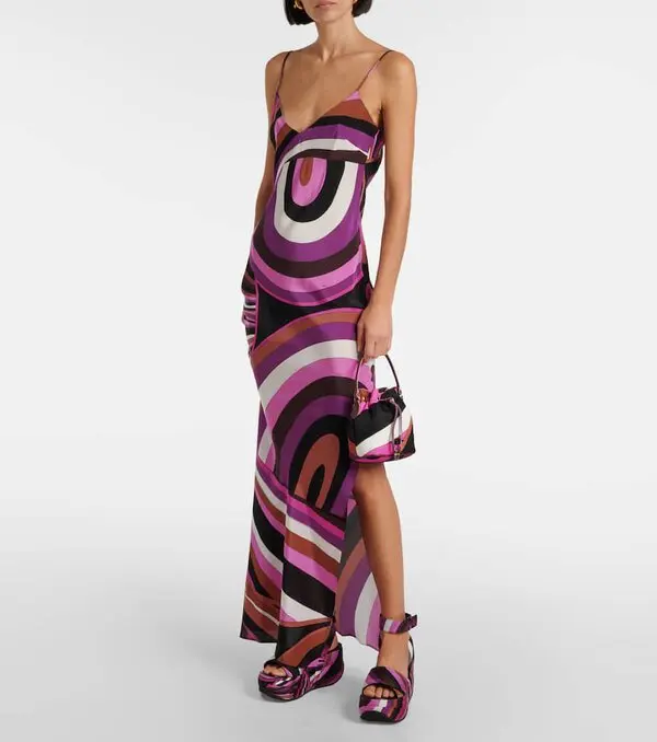 Emilio Pucci Satin Platform Sandals With Ankle Strap