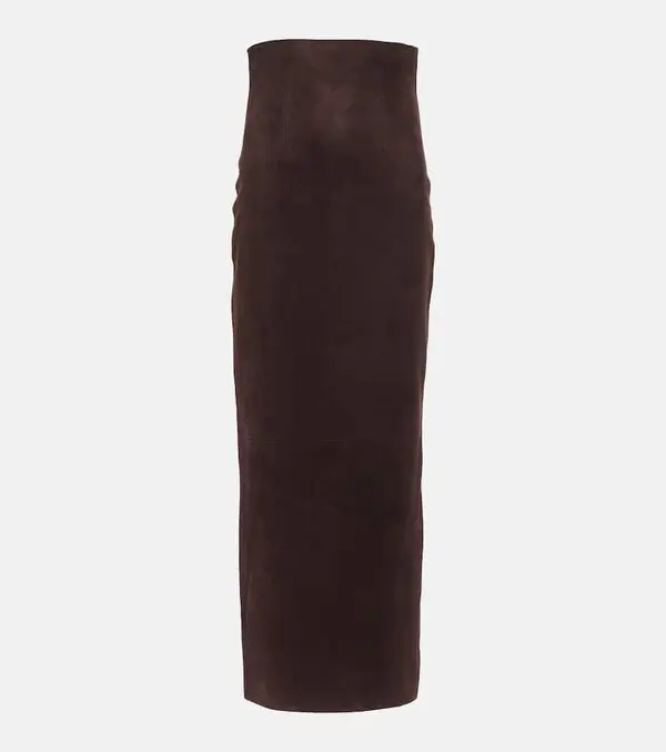 Khaite Loxley Leather Pencil Skirt - Brown