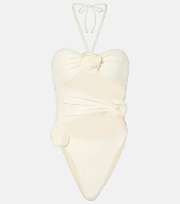 SAME Floral-applique Cutout One-piece Swimsuit - White