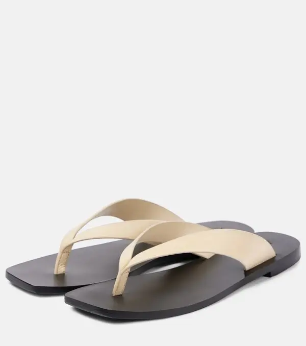 A.emery Kinto Leather Thong Sandals - Beige