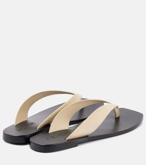 A.emery Kinto Leather Thong Sandals - Beige