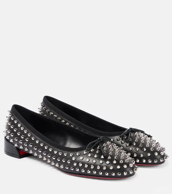 CHRISTIAN LOUBOUTIN Spiked Leather Ballet Flats - Black