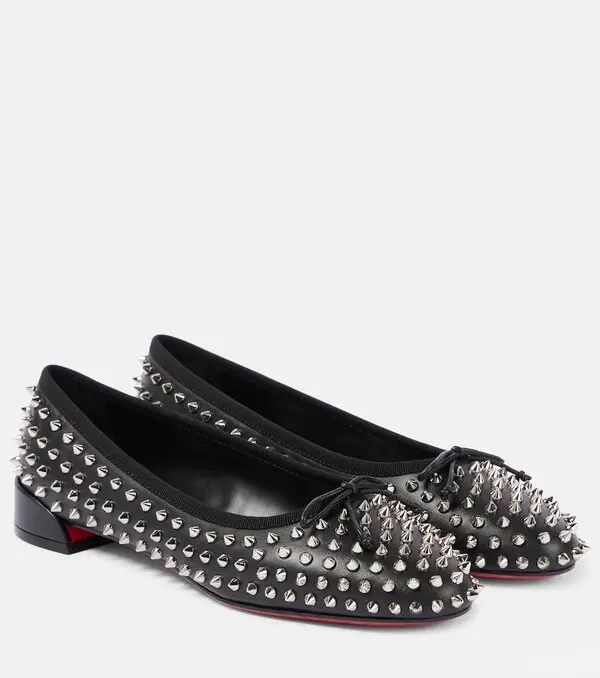 CHRISTIAN LOUBOUTIN Spiked Leather Ballet Flats - Black