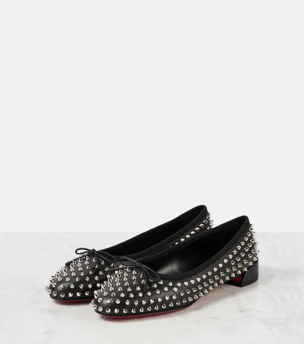 CHRISTIAN LOUBOUTIN Spiked Leather Ballet Flats - Black