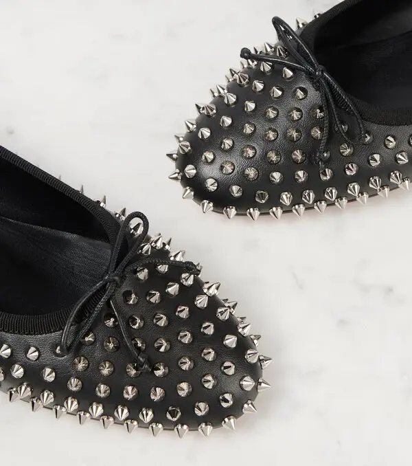 CHRISTIAN LOUBOUTIN Spiked Leather Ballet Flats - Black
