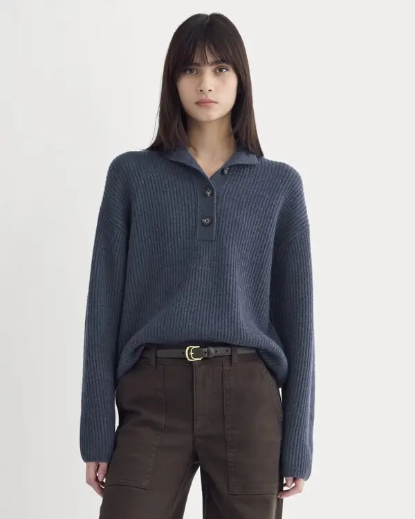Everlane Wool Cashmere Cocoon Henley Sweater
