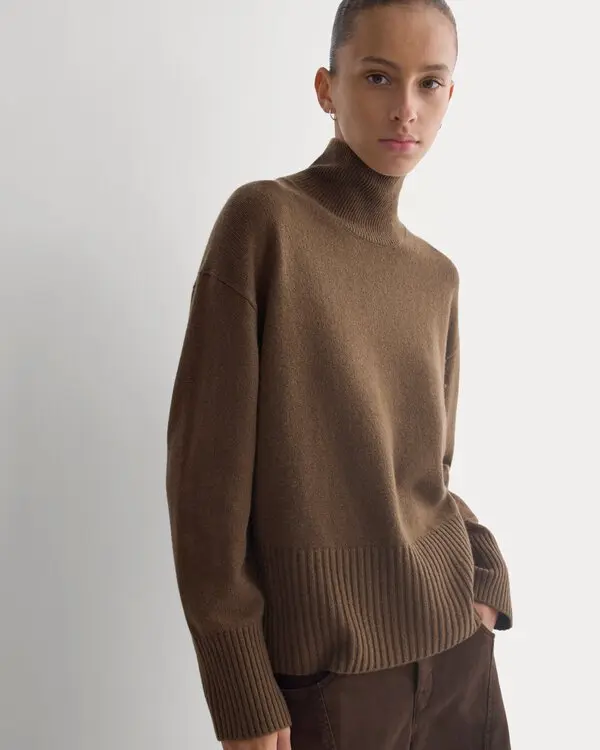Everlane Boxy Turtleneck Sweater - Cocoa