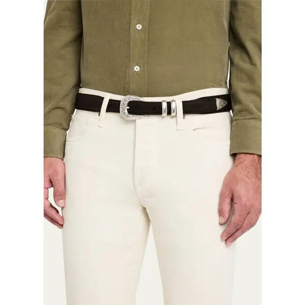 Simonnot Godard Nubuck Suede Western Belt - Beige