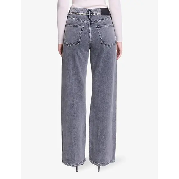 Maje Chain-belt High-rise Stretch-denim Jeans - Noir / Gris