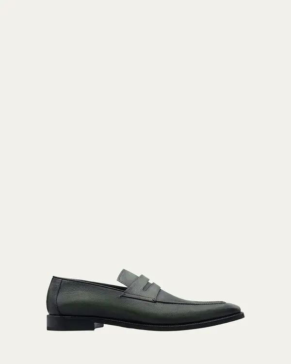 Berluti Andy Demesure Flex Leather Penny Loafers - Nero Verde