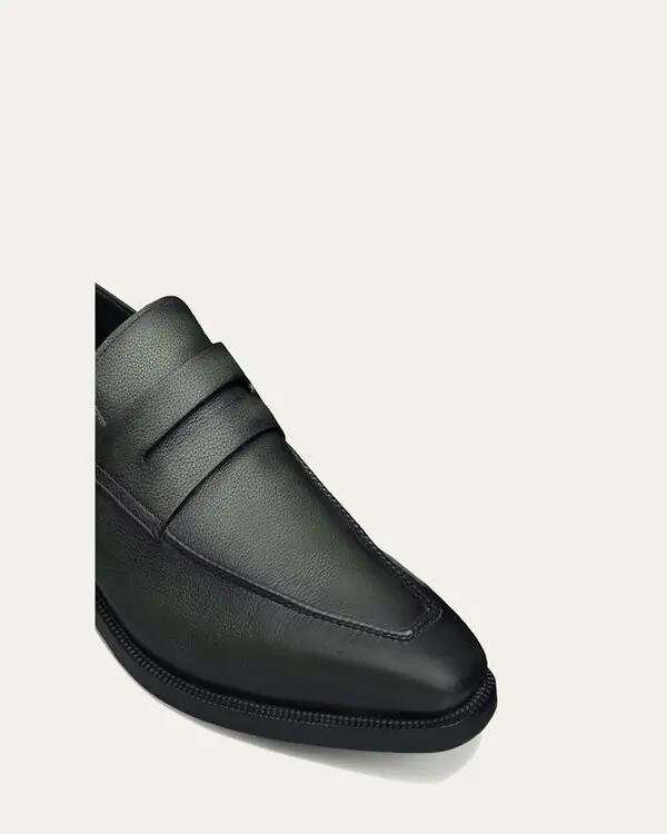 Berluti Andy Demesure Flex Leather Penny Loafers - Nero Verde