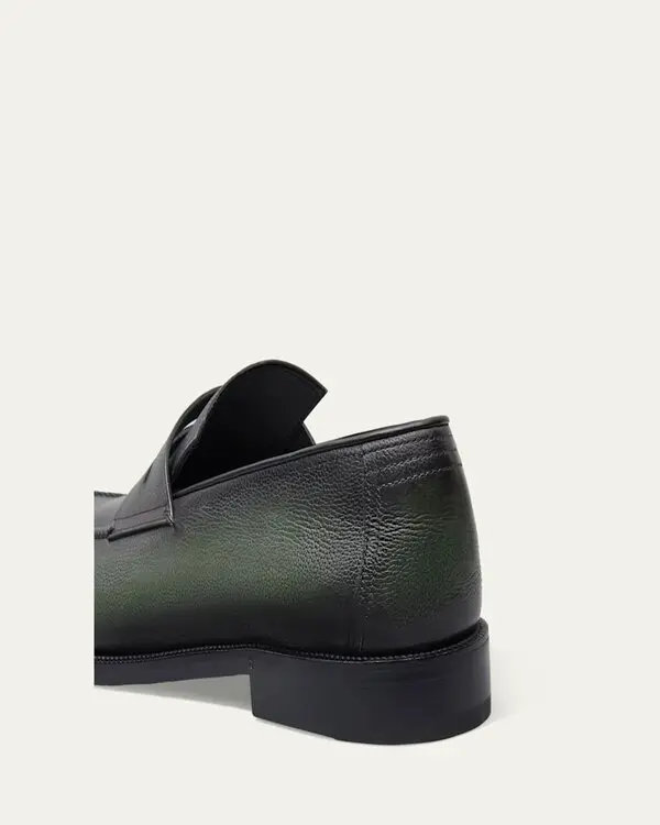 Berluti Andy Demesure Flex Leather Penny Loafers - Nero Verde