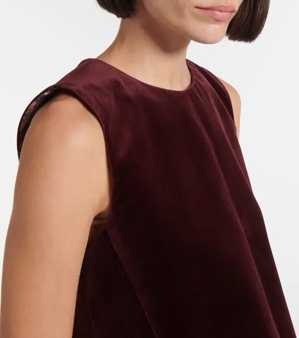La DoubleJ Feather-trimmed Velvet Top - Purple