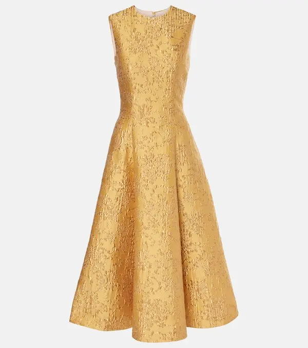 EMILIA WICKSTEAD Mara Floral Jacquard Midi Dress - Gold