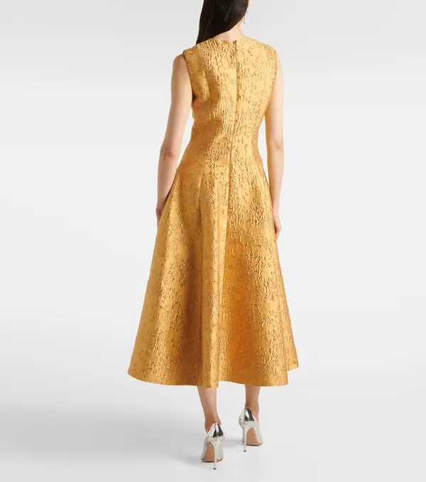 EMILIA WICKSTEAD Mara Floral Jacquard Midi Dress - Gold