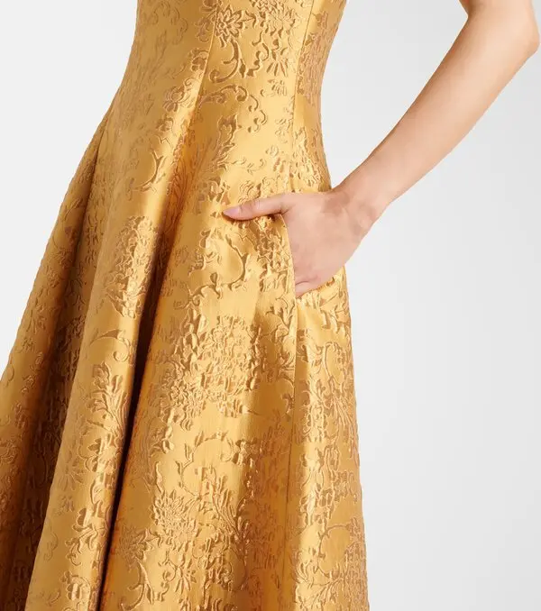 EMILIA WICKSTEAD Mara Floral Jacquard Midi Dress - Gold