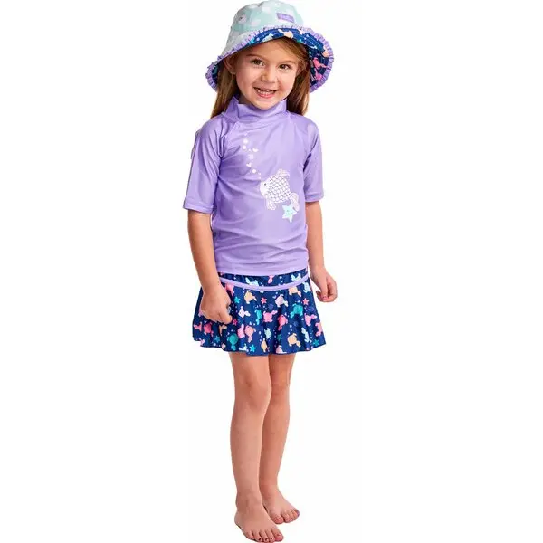 UV SKINZ 3-piece Sun & Swim Set - Purple Sparkle Fish