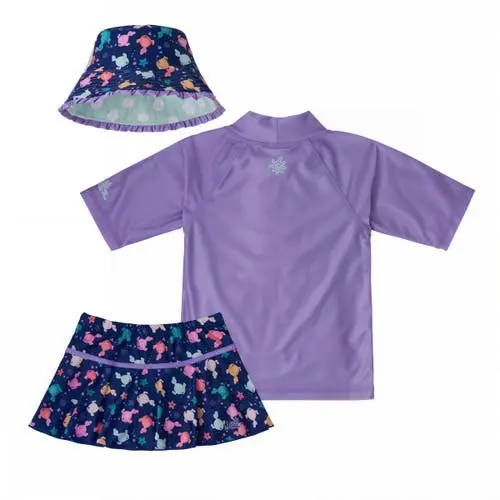 UV SKINZ 3-piece Sun & Swim Set - Purple Sparkle Fish