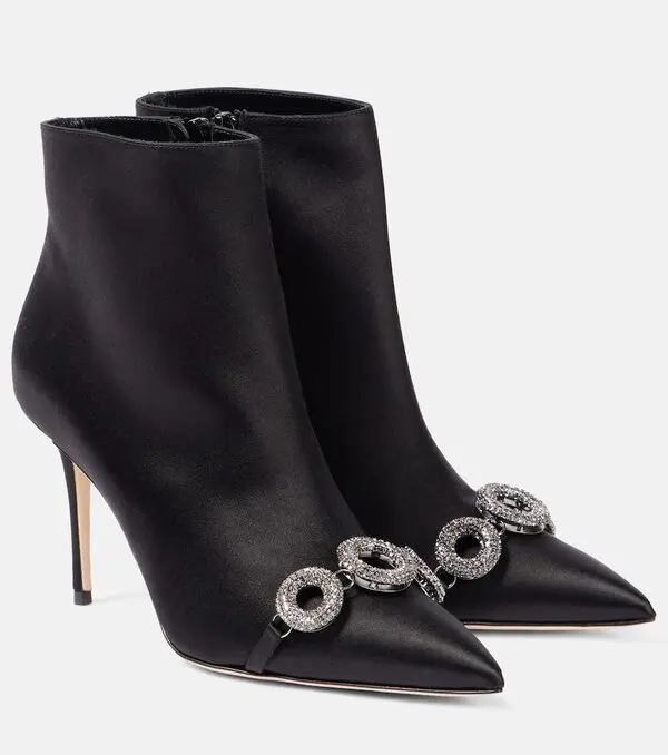 Manolo Blahnik Balvisa Embellished Satin Ankle Boots