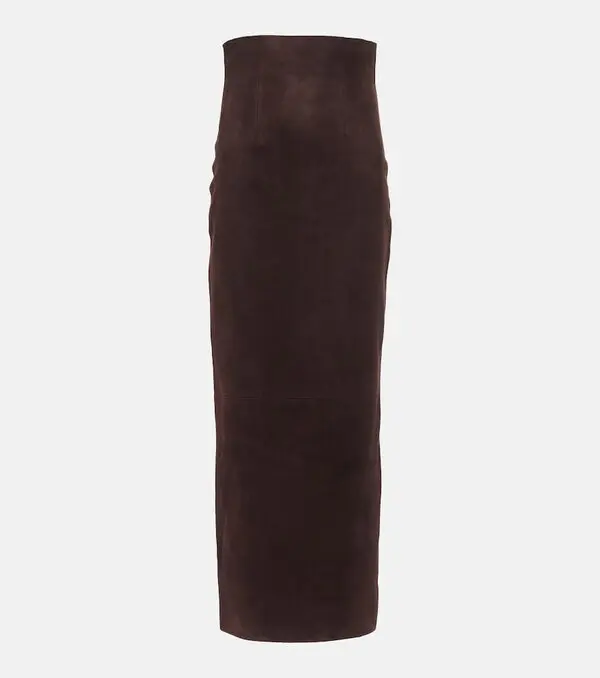 Khaite Loxley Leather Pencil Skirt - Brown