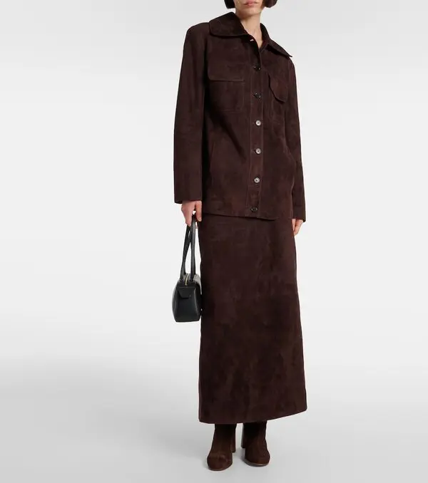 Khaite Loxley Leather Pencil Skirt - Brown