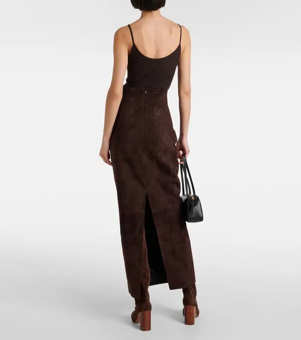 Khaite Loxley Leather Pencil Skirt - Brown