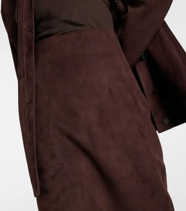 Khaite Loxley Leather Pencil Skirt - Brown